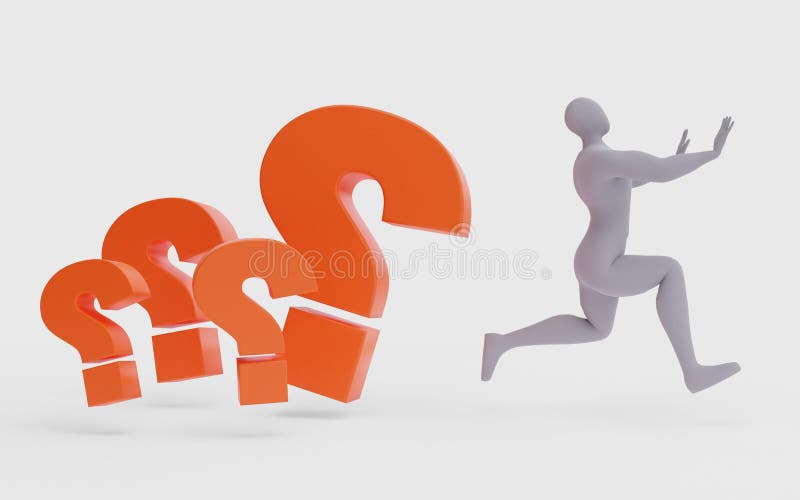 Illustration of a Confused Person with a Big Question Mark. 3d ...