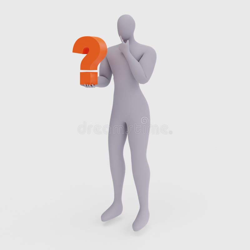 Illustration of a Confused Person with a Big Question Mark. 3d ...