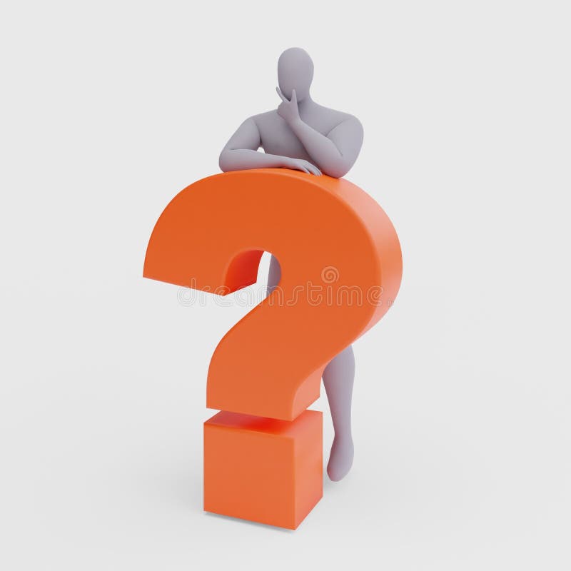 Illustration of a Confused Person with a Big Question Mark. 3d ...