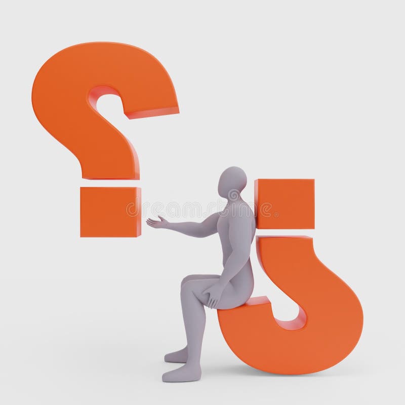 Illustration of a Confused Person with a Big Question Mark. 3d ...