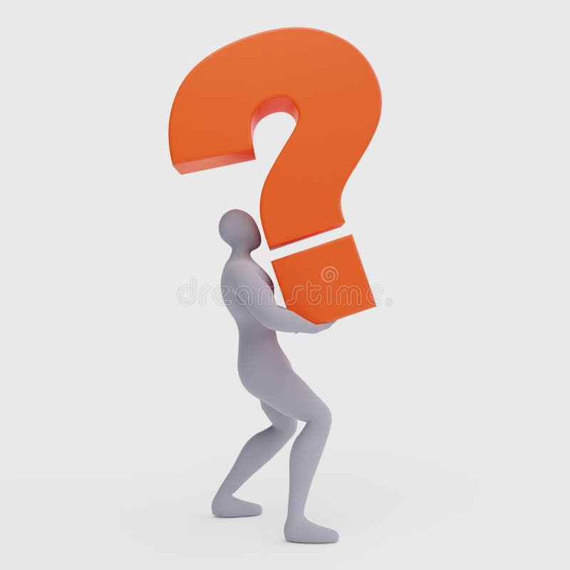 Illustration of a Confused Person with a Big Question Mark. 3d ...