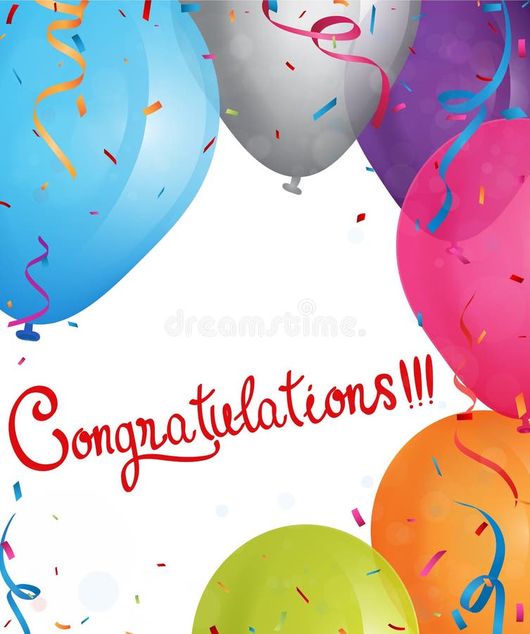 Congratulations Design with Gold Ribbon and Confetti Stock Vector ...