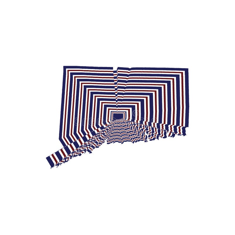 Illustration of Connecticut State Map with Lines in Red, Blue and White ...