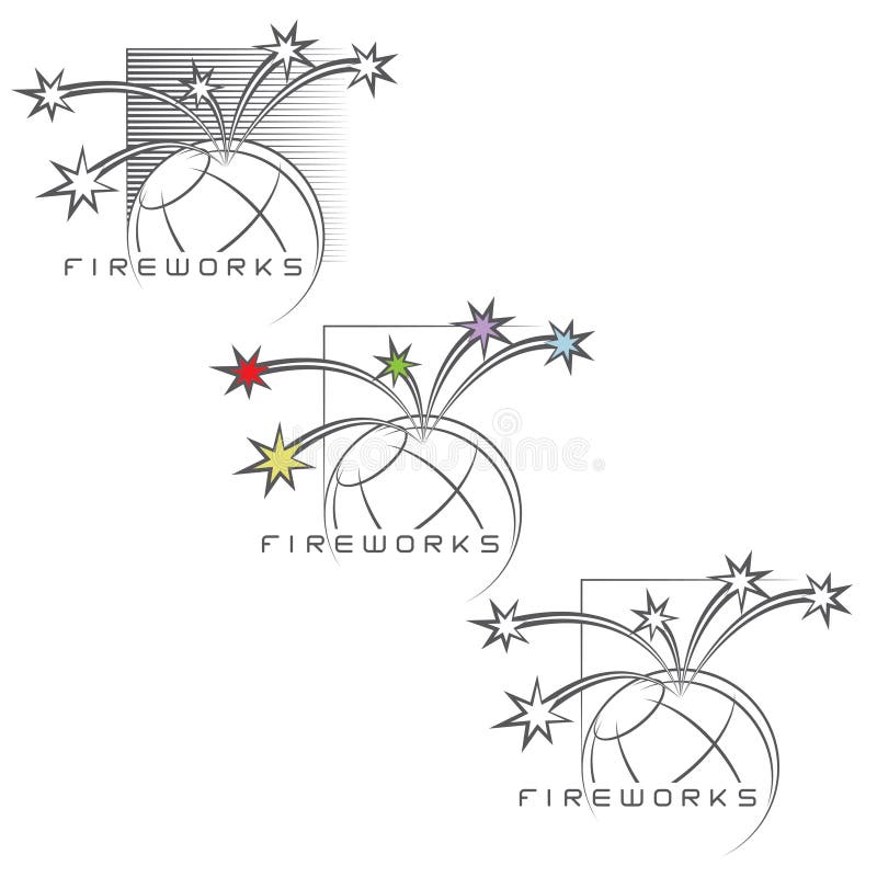An Illustration Consisting of Eight Different Images of Fireworks Stock ...