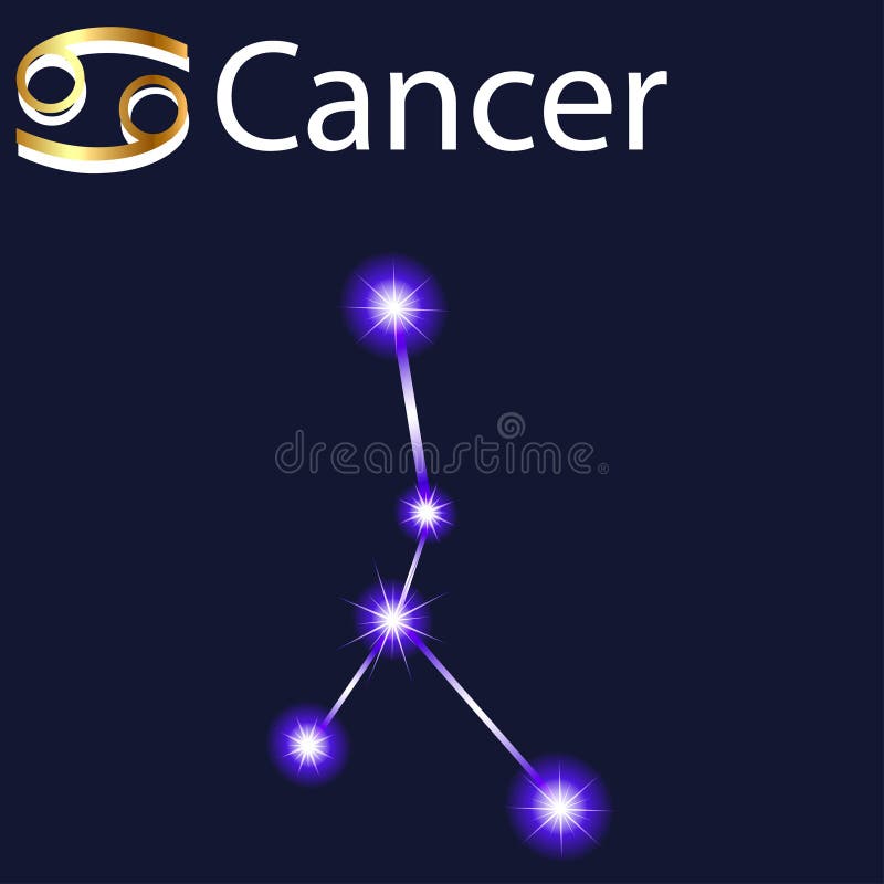 Constellation Cancer With Stars In The Night Sky Stock Vector ...