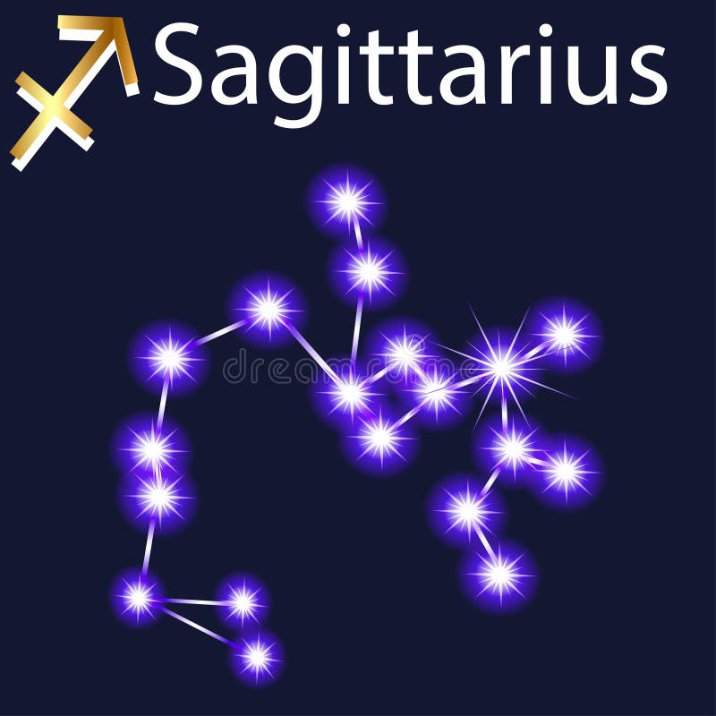Constellation Sagittarius with Stars in the Night Sky Stock Vector ...