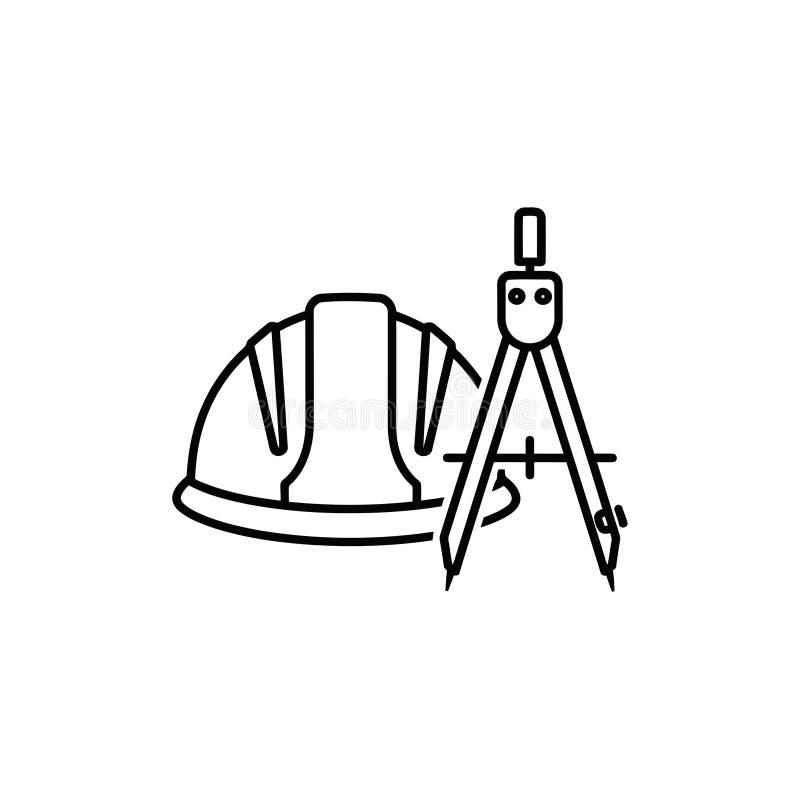 Illustration of a Construction Helmet and a Compass, , Representing ...