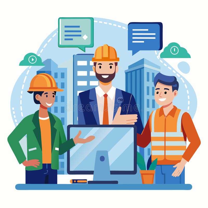 Illustration of Construction Online Discussion Stock Vector ...