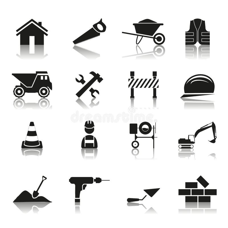 Illustration of Construction Work Icons Isolated on a White Background ...