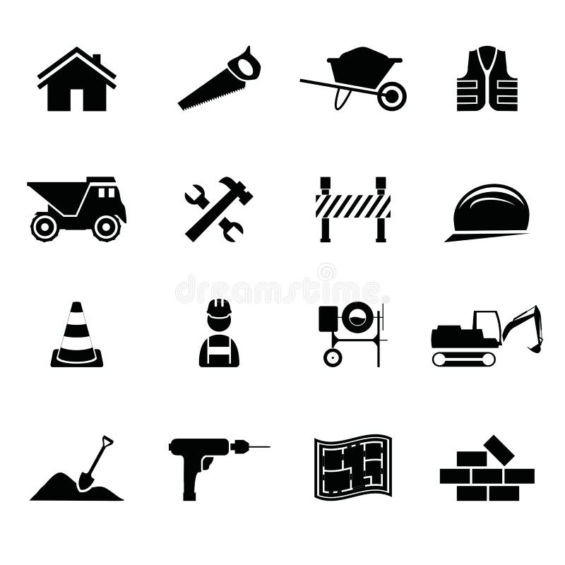 Illustration of Construction Work Icons Isolated on a White Background ...