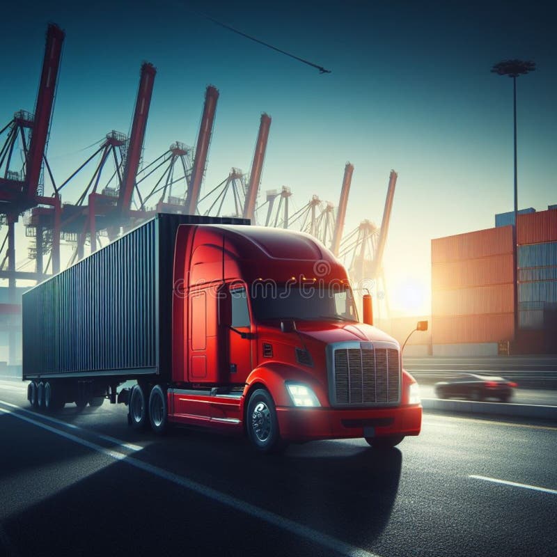 Illustration of a Container Truck for and Distribution Activities for ...