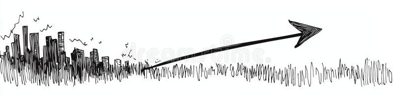 Continuous Line Drawing Growth Arrow Graph Icon Business Up Stock ...