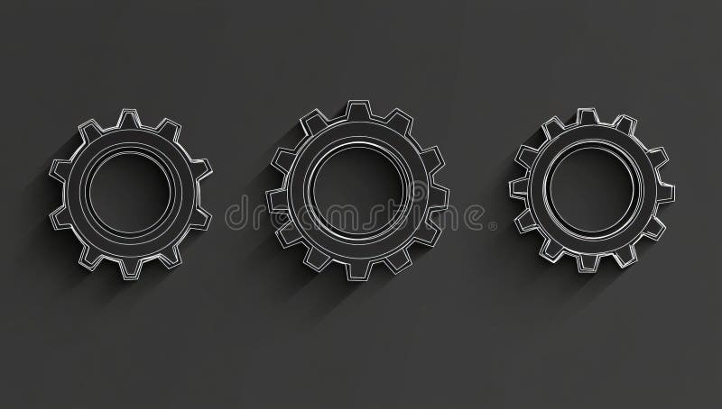Illustration of a Continuous Line of Gear Wheels and Three Cogwheels in ...