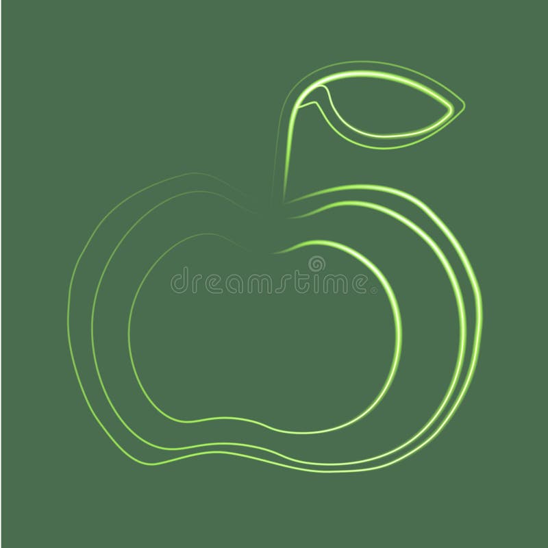 Illustration of the Contour of an Apple. Stock Vector - Illustration of ...