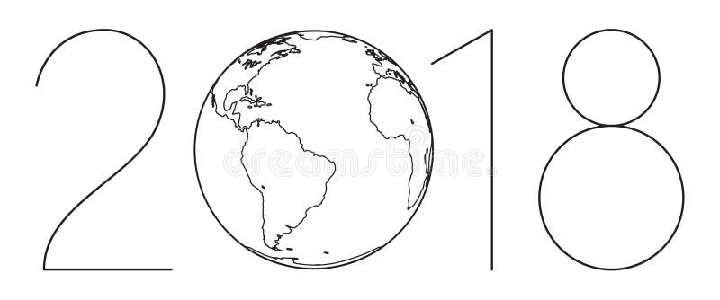 Globe Outline 2018 Lettering Stock Illustrations – 3 Globe Outline 2018 ...