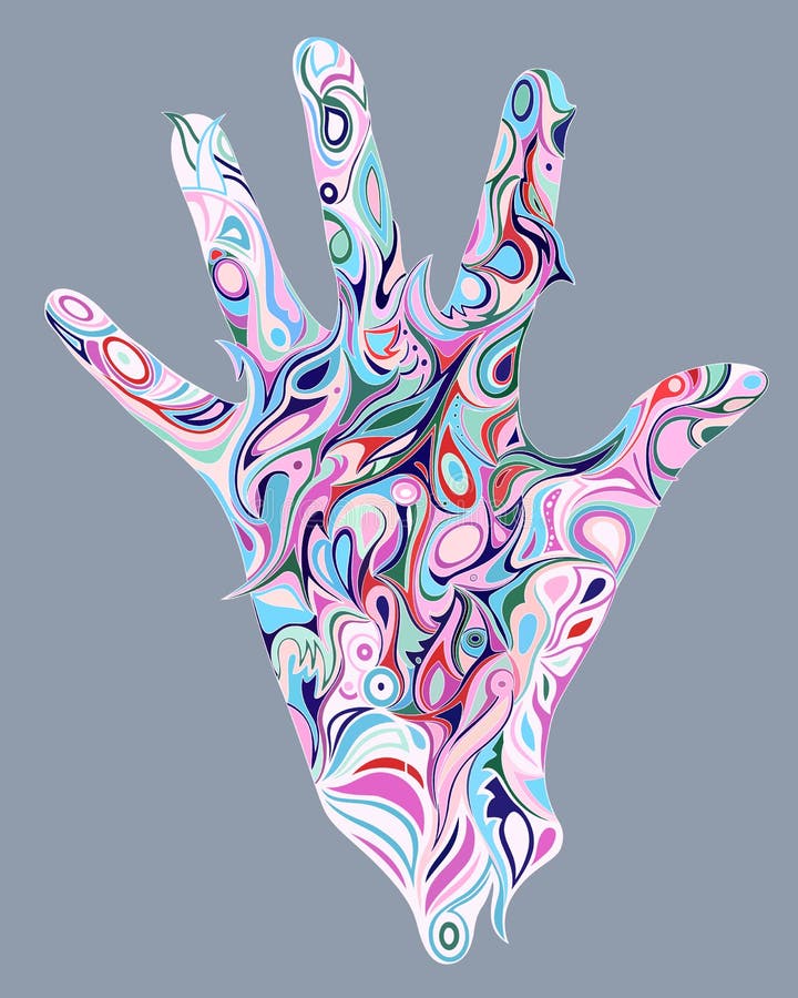 Illustration of Contour Hand with Ornament Inside Stock Vector ...