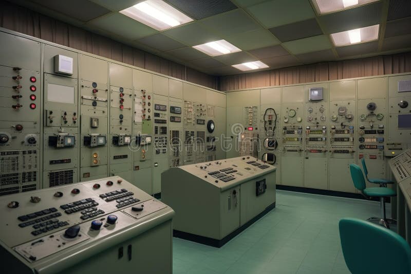 Illustration of a Control Room of an Old Decommissioned Nuclear Power ...