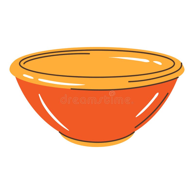 Illustration of Cooking Bowl. Stylized Kitchen and Restaurant Utensil ...