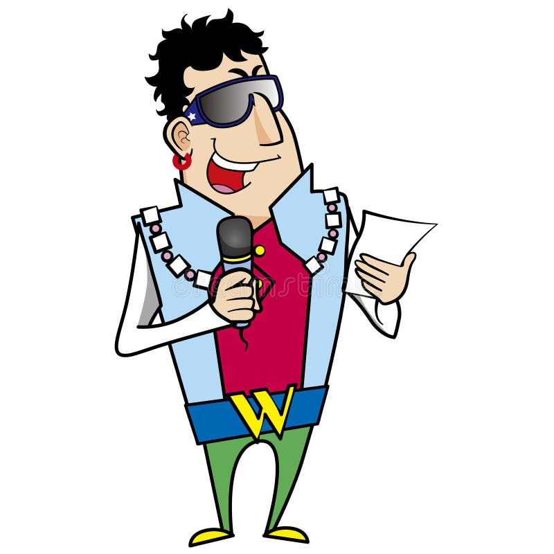 Cartoon Host Emcee with Microphone Stock Vector - Illustration of ...