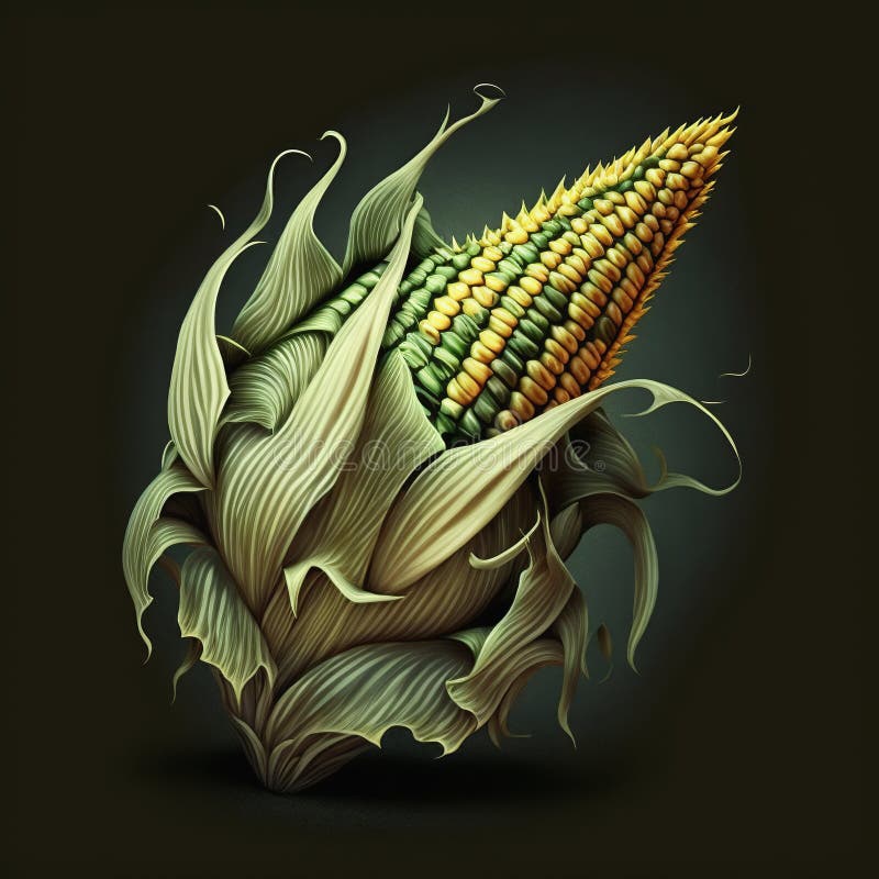 Illustration of a Corn Cob on a Black Background Stock Illustration ...