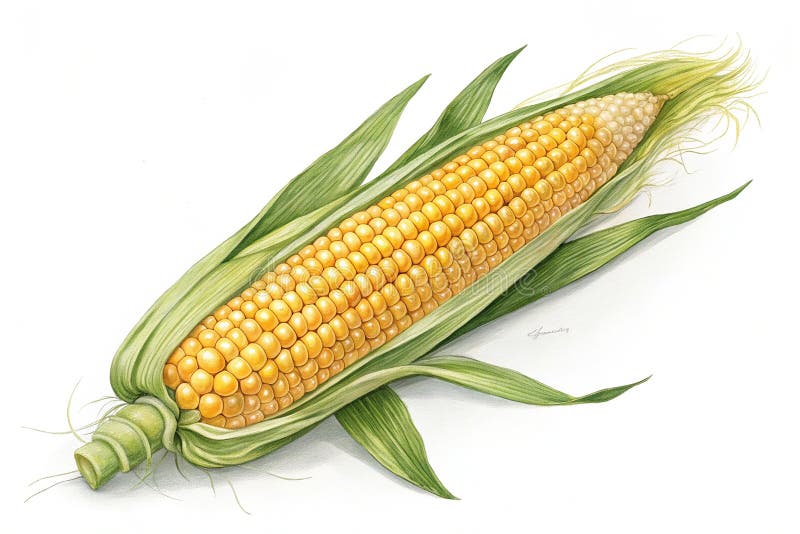 Illustration of Corn, Isolated on the White Stock Photo - Image of mesh ...