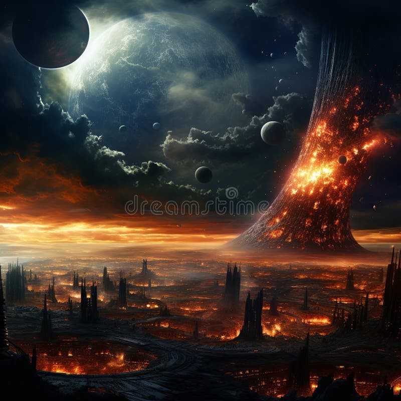 Illustration of Cosmic Armageddon Judgment Day of Planet Earth ...