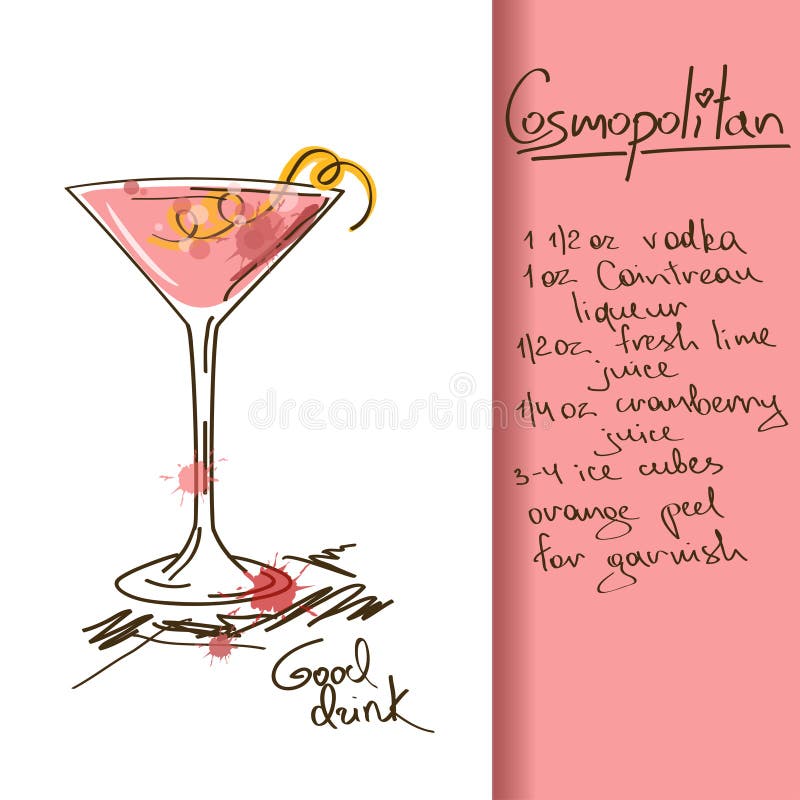 Illustration with Cosmopolitan Cocktail Stock Vector - Illustration of ...