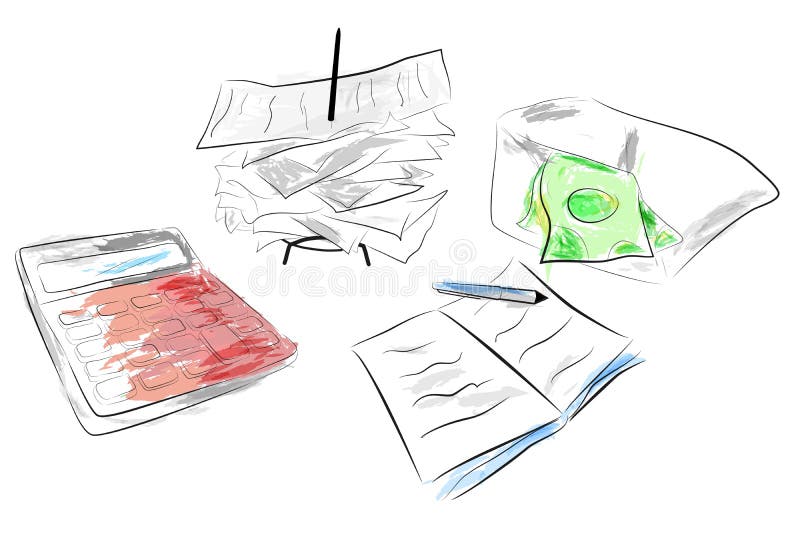 Illustration for Cost Control Calculator, Stack of Payment Receipt and ...