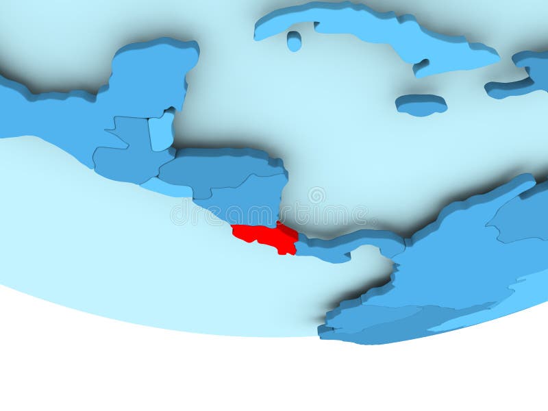 Costa Rica in Red on Blue Map Stock Illustration - Illustration of ...