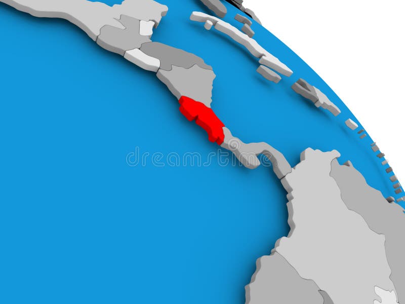Costa Rica in red on map stock illustration. Illustration of america ...
