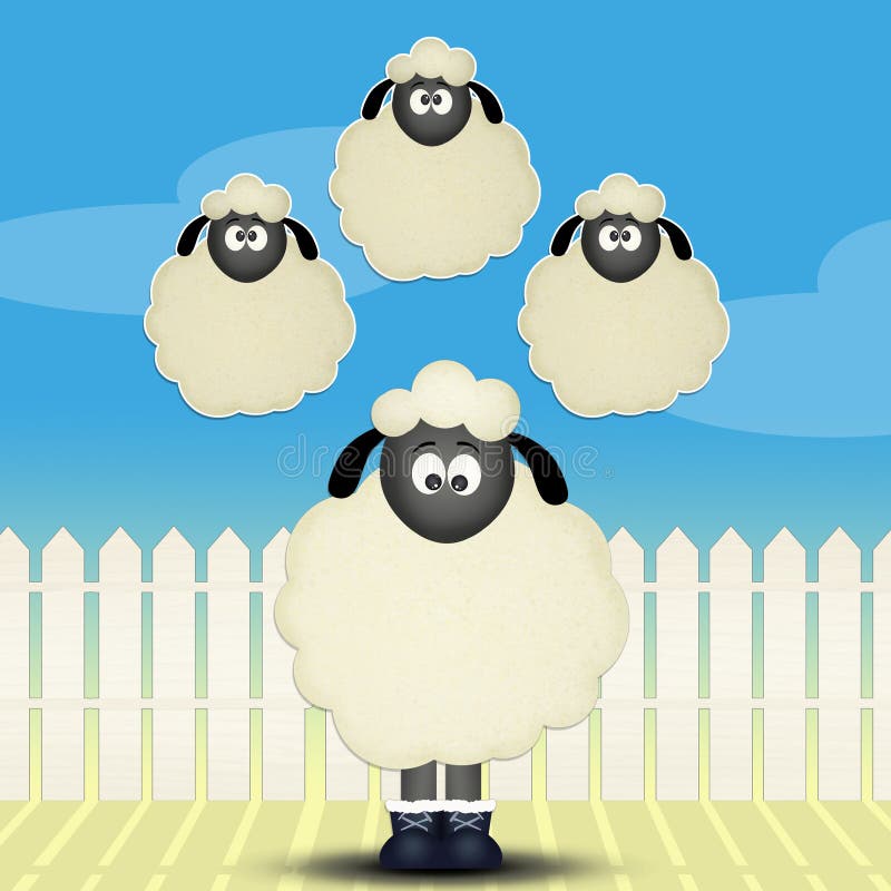 Illustration of Count the Sheep To Sleep Stock Illustration ...