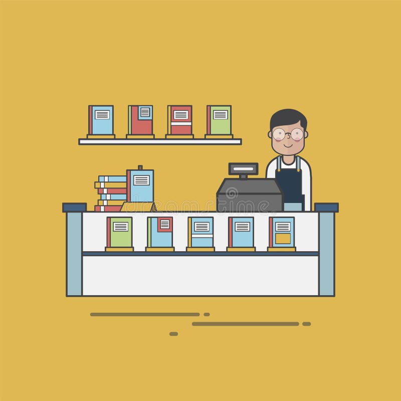 Illustration of Counter in Library Stock Illustration - Illustration of ...