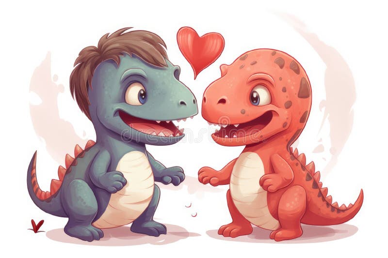 Illustration of a Couple of Lovers T-Rex Dinosaur on a White Background ...
