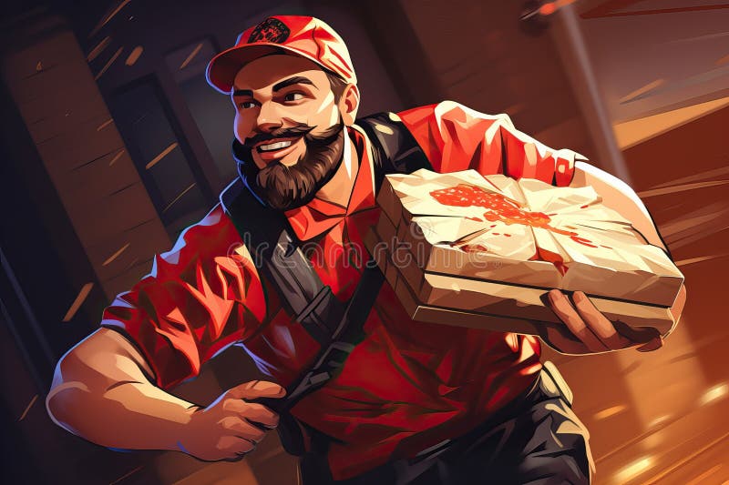 Illustration of a Courier with Order, Food Delivery, Boxes Stock ...
