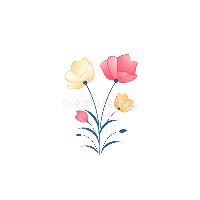Illustration of Cozy Flowers on White Background. Stock Illustration ...