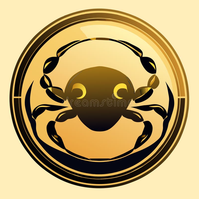 Gold Crab on a Dark Blue Background. Vector Illustration in Cartoon ...