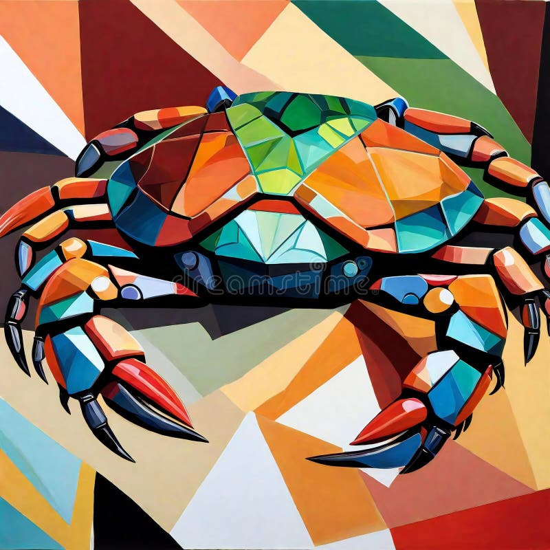 Illustration of a Crab on a Multicolor Abstract Background Stock ...