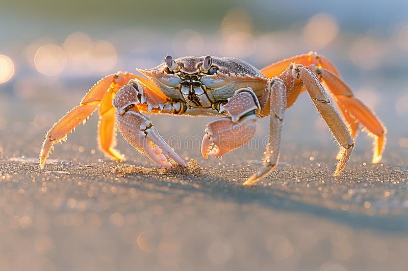 A Crab Squirming on the Sand Near the Water, High Quality, High ...