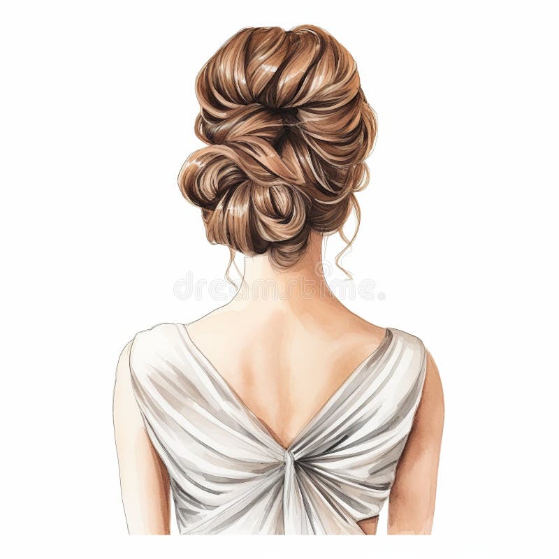 Illustration of Crayon Drawing of a Bride Back View Simple and Elega ...