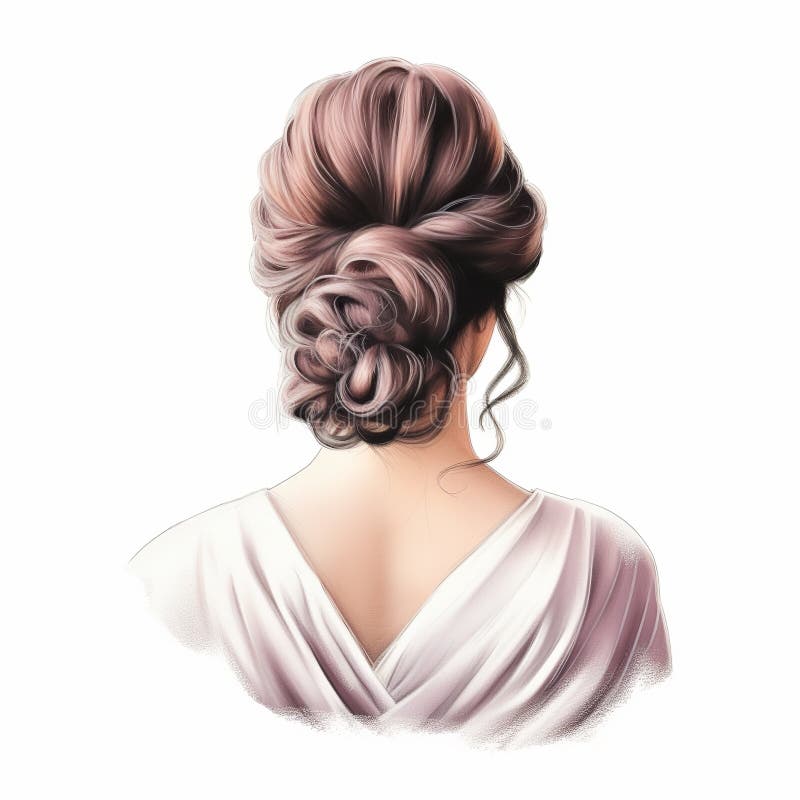 Illustration of Crayon Drawing of a Bride Back View Simple and Elega ...
