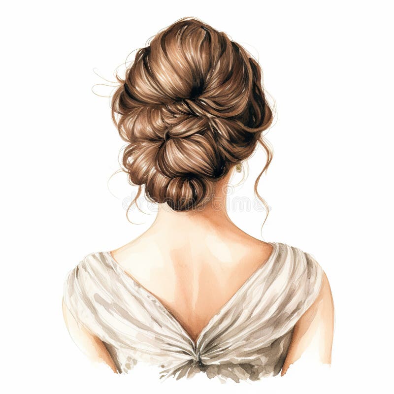 Illustration of Crayon Drawing of a Bride Back View Simple and Elega ...