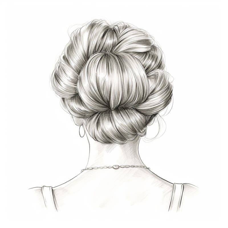 Illustration of Crayon Drawing of a Bride Back View Simple and Elega ...