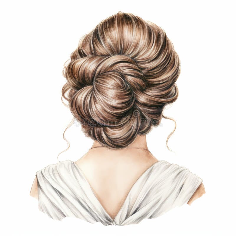 Illustration of Crayon Drawing of a Bride Back View Simple and Elega ...