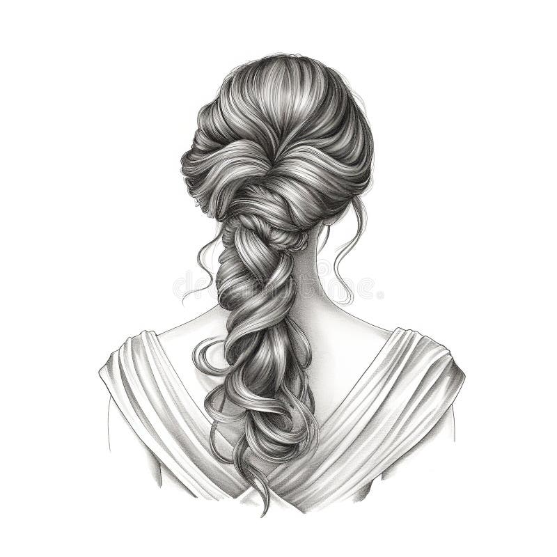 Illustration of Crayon Drawing of a Bride Back View Simple and Elega ...