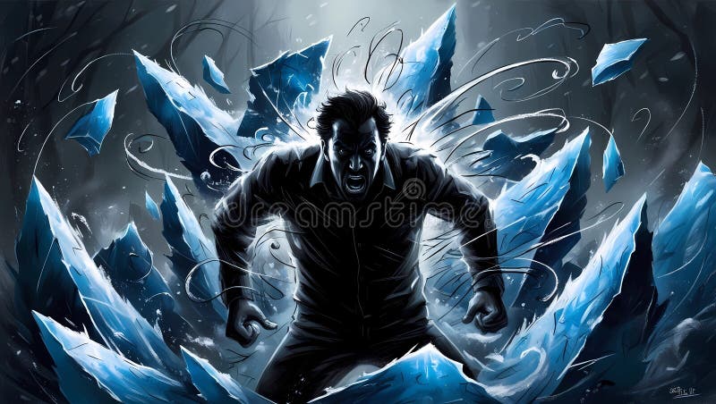 Crazy Man Surrounded by Ice Stock Illustration - Illustration of ...