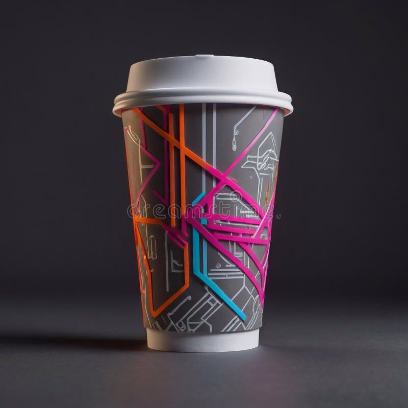 Coffee Paper Cup Mockup with Eye-catching Geometric Patterns and Bold ...
