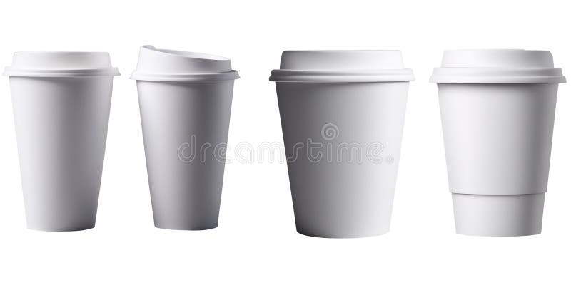 Coffee Paper Cup Set with Modern and Minimalistic Designs. Illustration ...