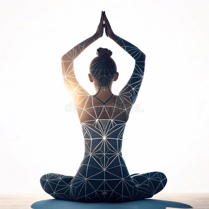 Minimalist Yoga Poses Featuring a Meditative Silhouette with Digital ...
