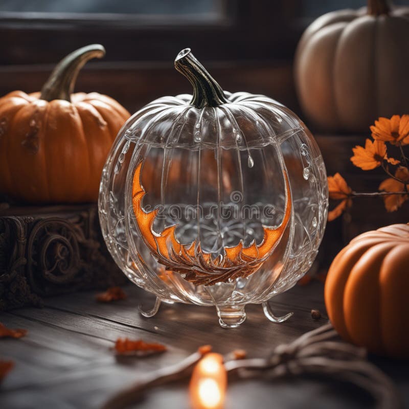 Illustration, Glass Pumpkin Stock Illustration - Illustration of flower ...