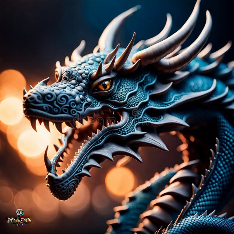 Illustration, Grey Dragon Made of Iron Stock Illustration ...